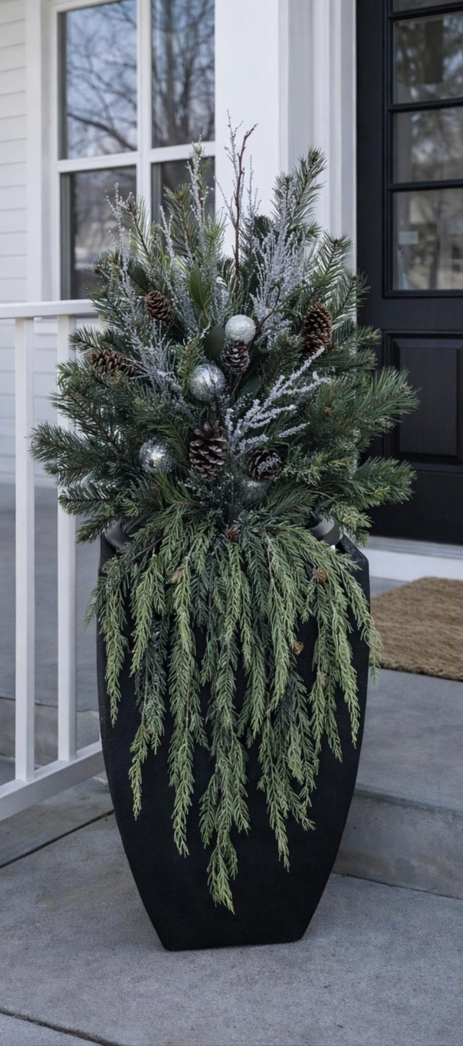 Winter Urn Filler, Christmas Urn Filler, Silver Icy Christmas Decor ...