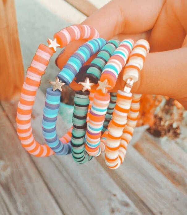 Preppy Clay Bead Bracelets - Etsy