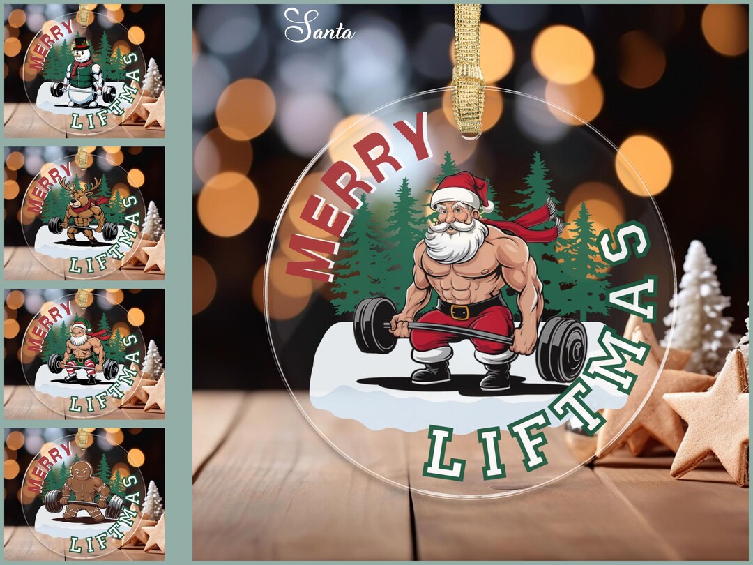Christmas Weightlifting Ornaments Set, Gift for Gym Lover, Merry ...