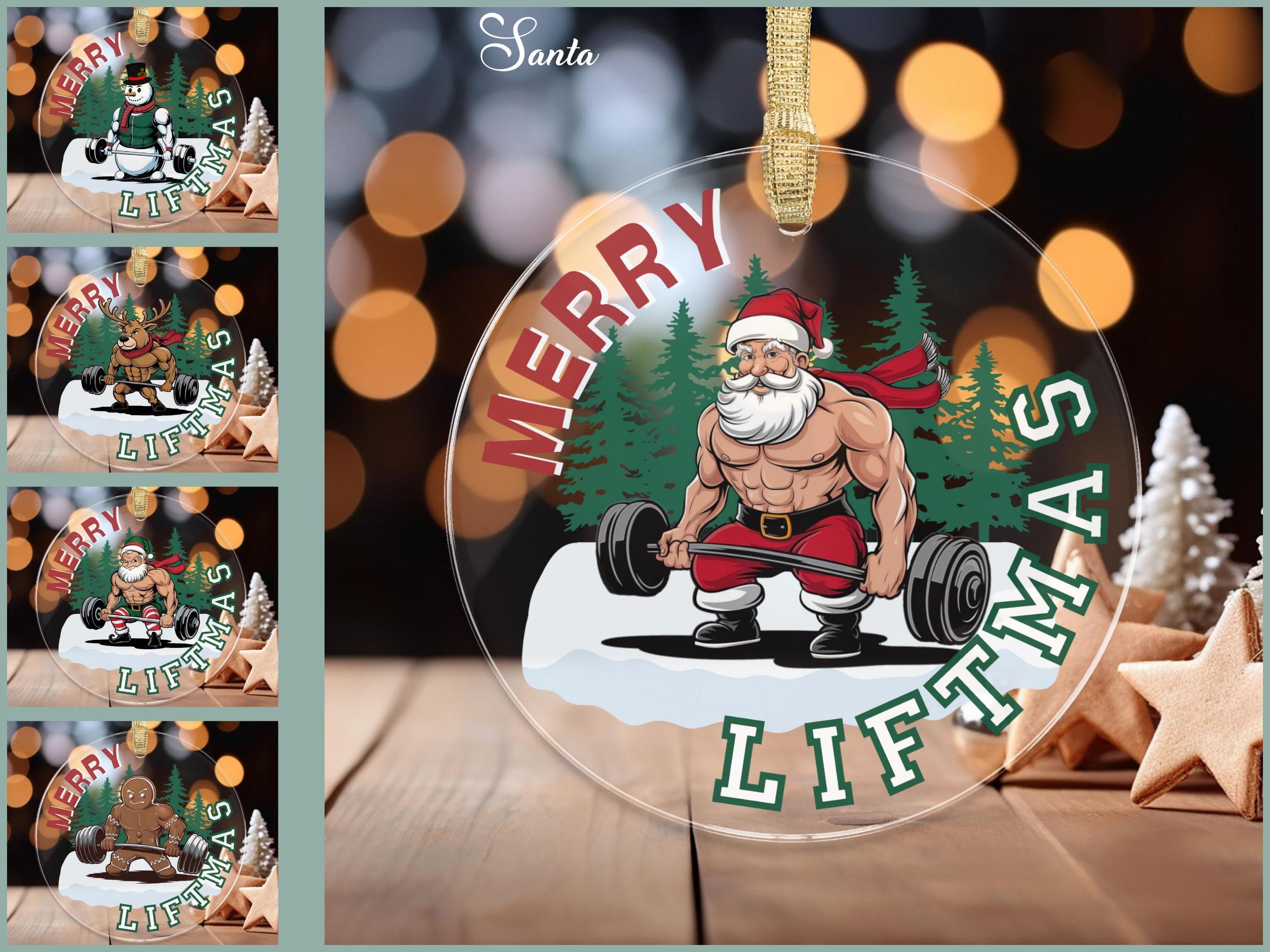 Christmas Weightlifting Ornaments Set, Gift for Gym Lover, Merry ...