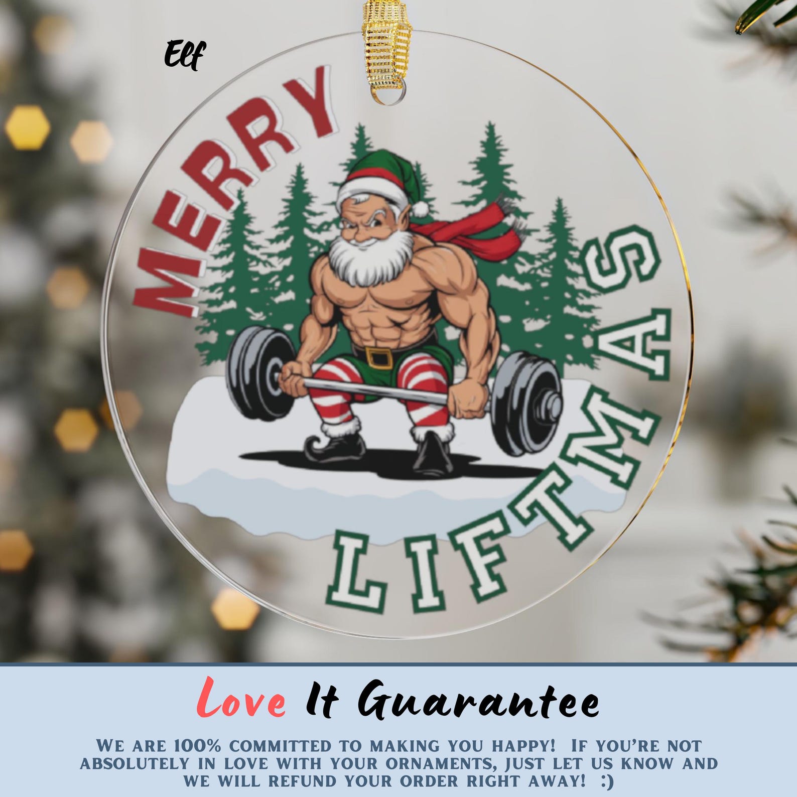 Christmas Weightlifting Ornaments Set, Merry Liftmas Ornament ...
