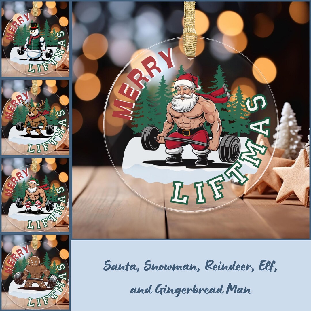 Christmas Weightlifting Ornaments Set, Merry Liftmas Ornament ...