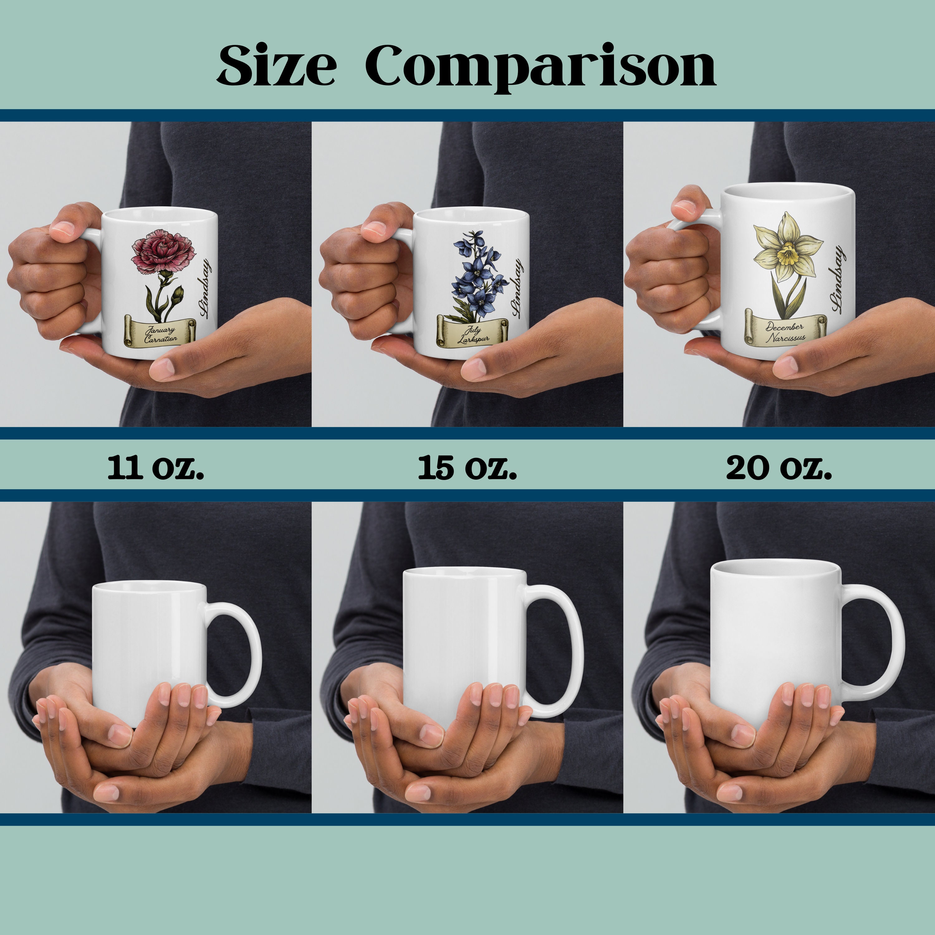 Birth Month Flower Personalized Coffee Cup With Custom Name, Custom ...