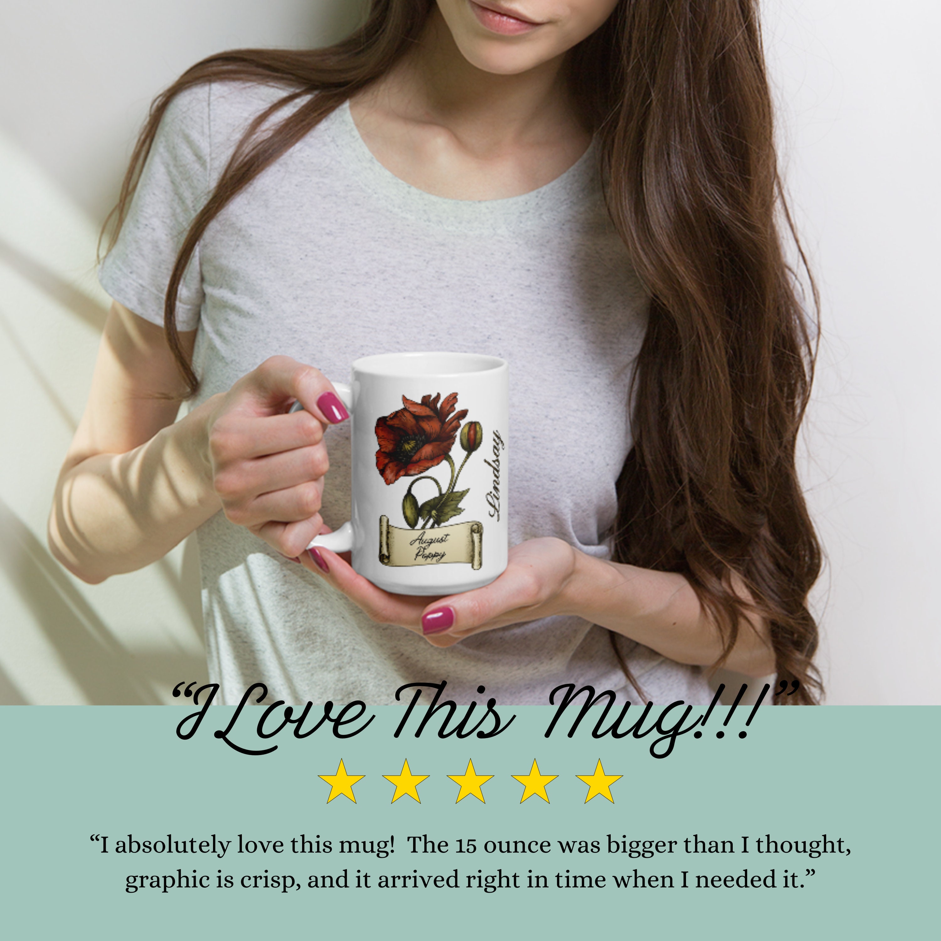 Birth Month Flower Personalized Coffee Cup With Custom Name, Custom ...