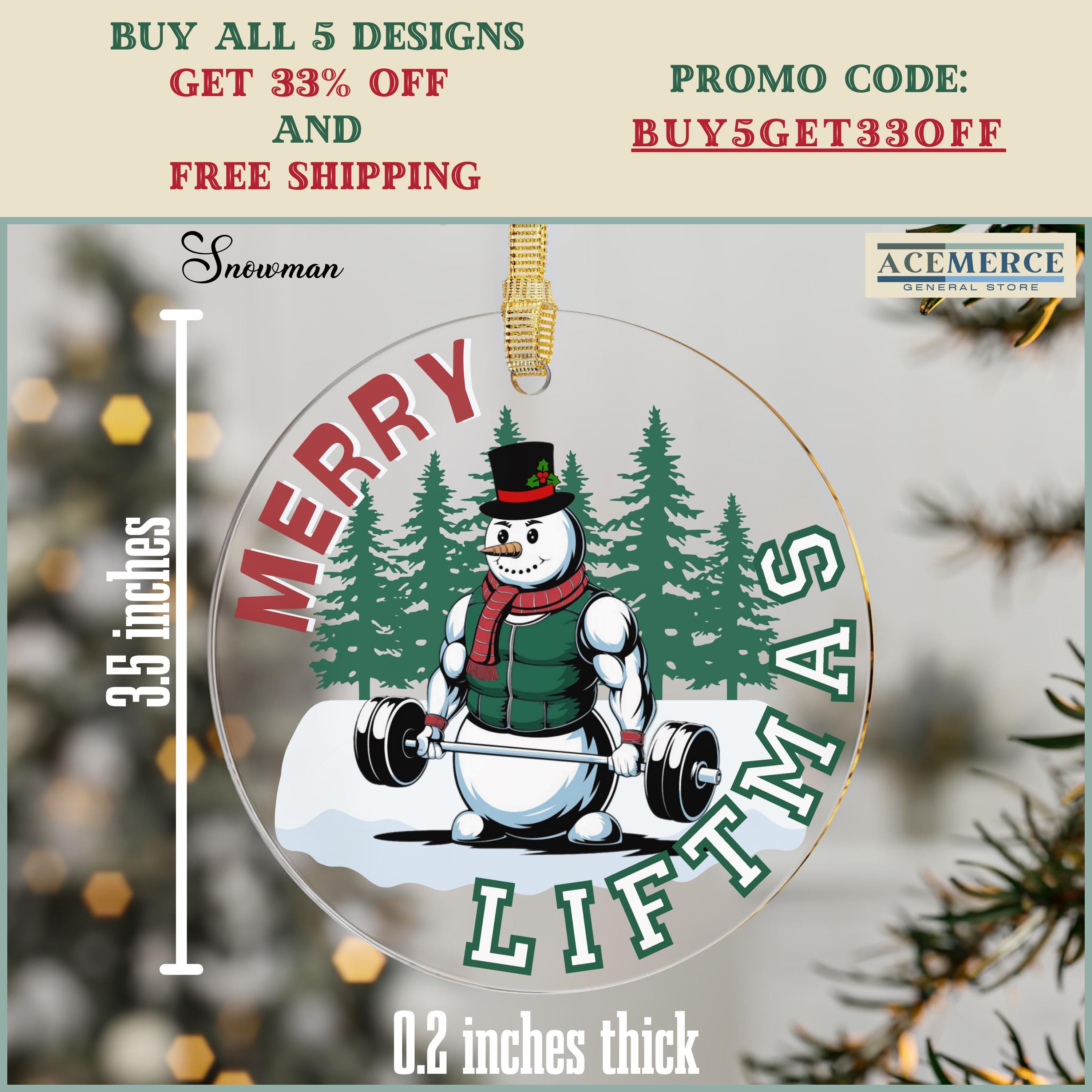 Christmas Weightlifting Ornaments Set, Gift for Gym Lover, Merry ...