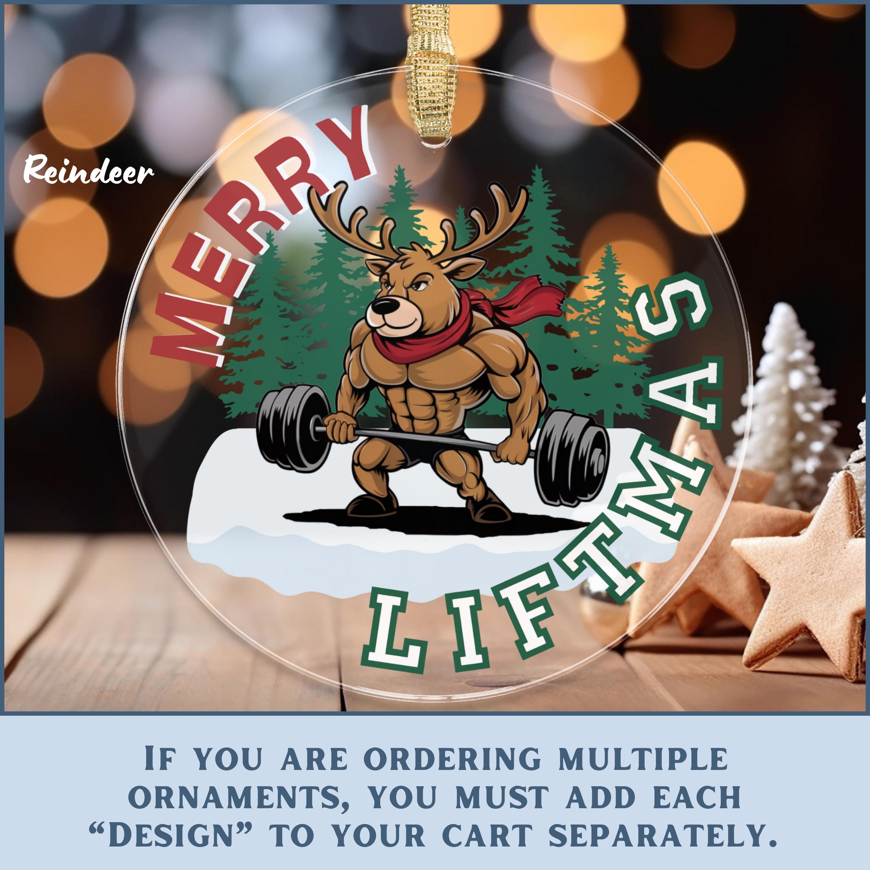 Christmas Weightlifting Ornaments Set, Merry Liftmas Ornament ...