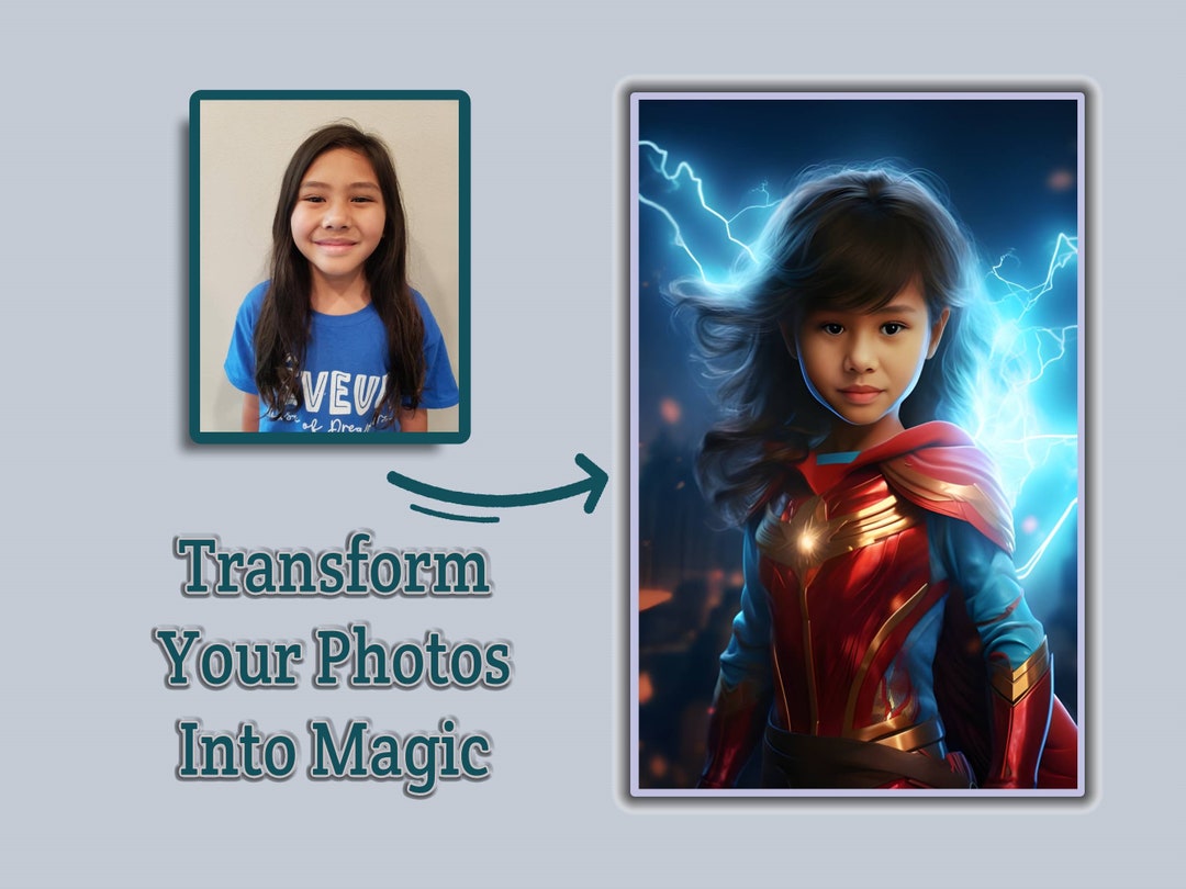 Personalized Super Hero Portrait for Kids - Transform Your Kids Photo ...