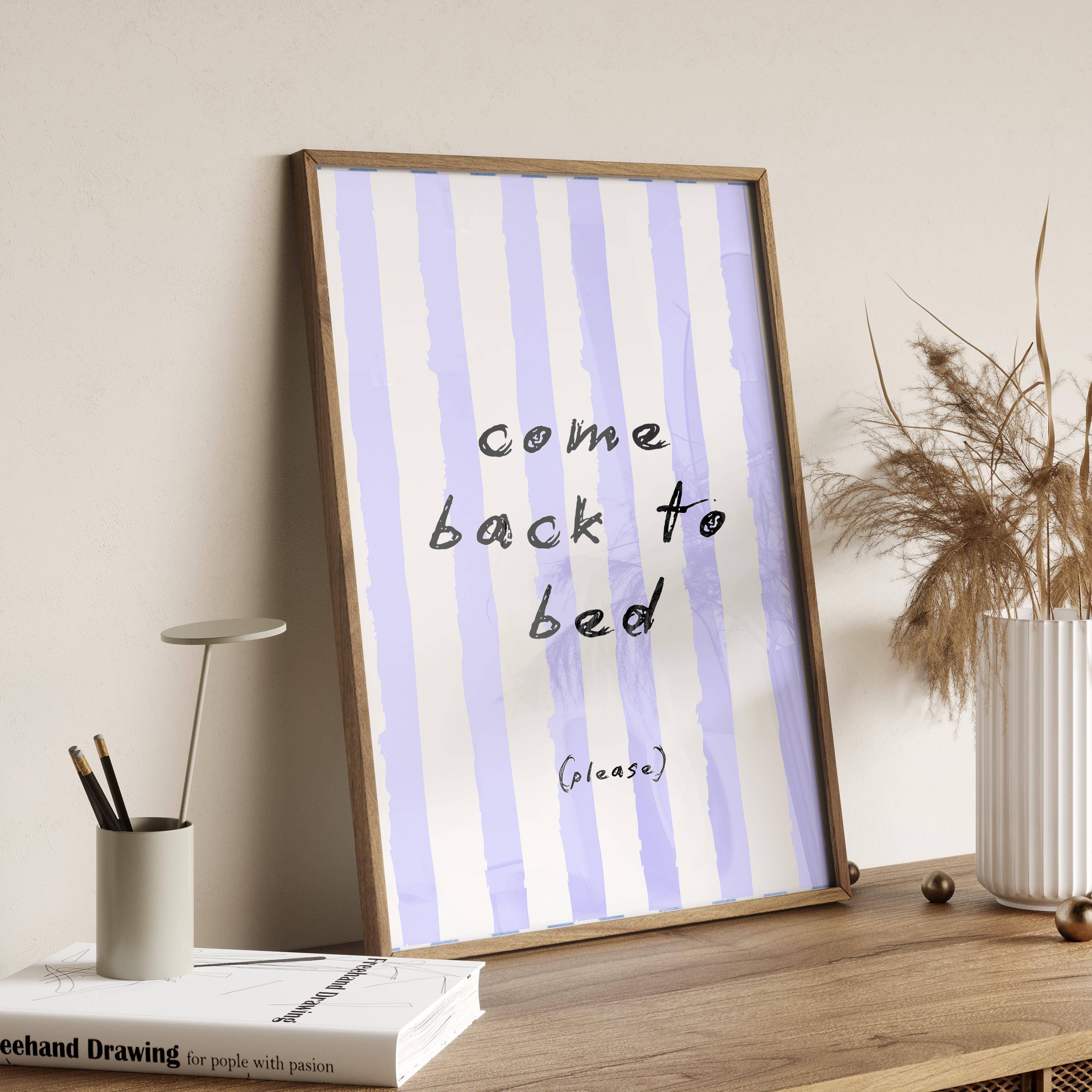 Retro Wall Art, Come Back to Bed Doodle Print, Crayon Sketch Print ...