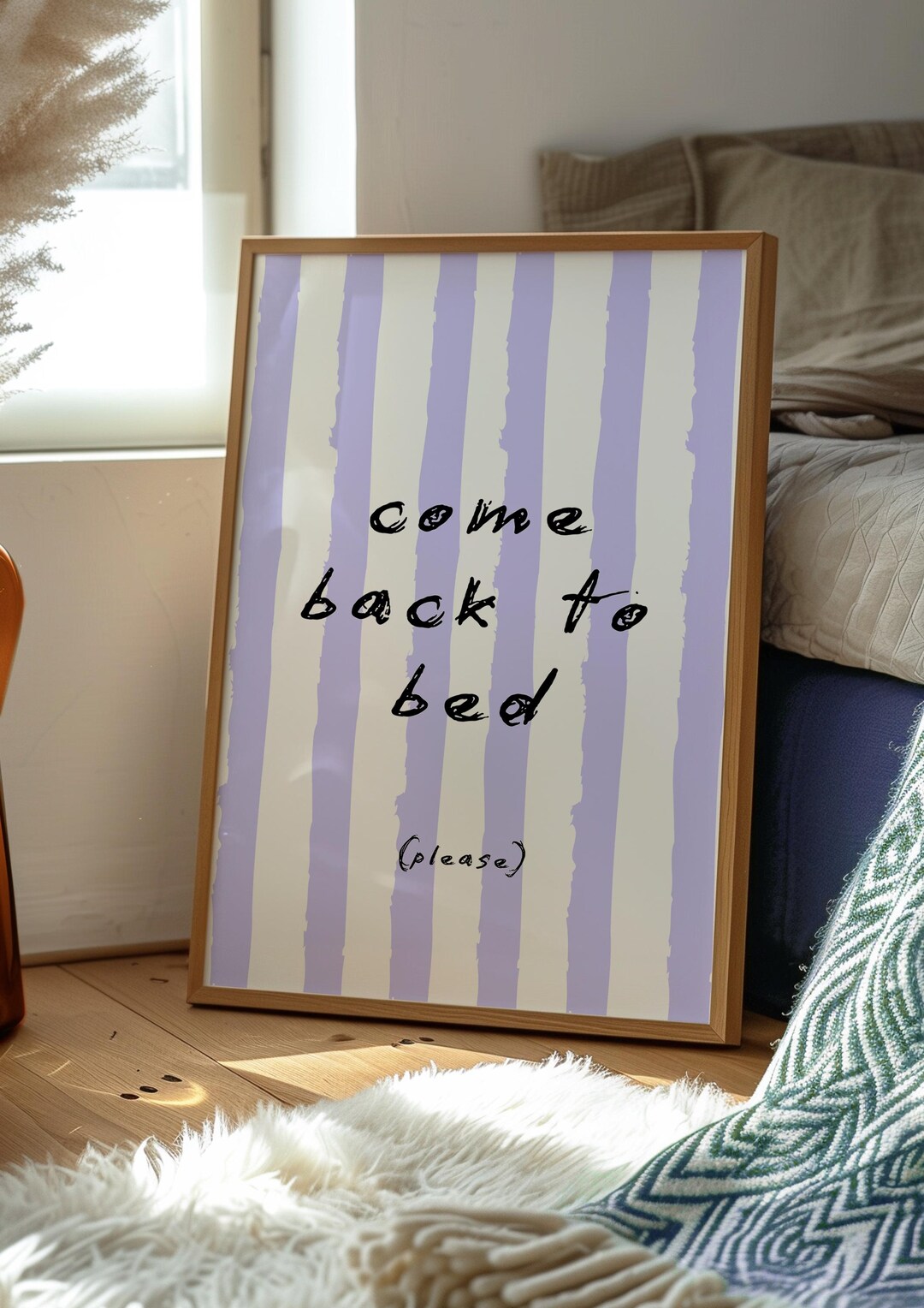 Retro Wall Art, Come Back to Bed Doodle Print, Crayon Sketch Print ...