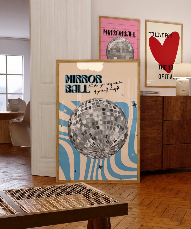 Taylor Mirrorball Poster Song Lyrics Print Folklore Wall Art Blue ...