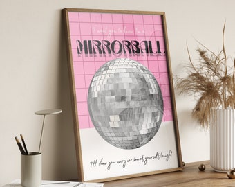 Taylor Mirrorball Poster Song Lyrics Print Folklore Wall Art Blue ...