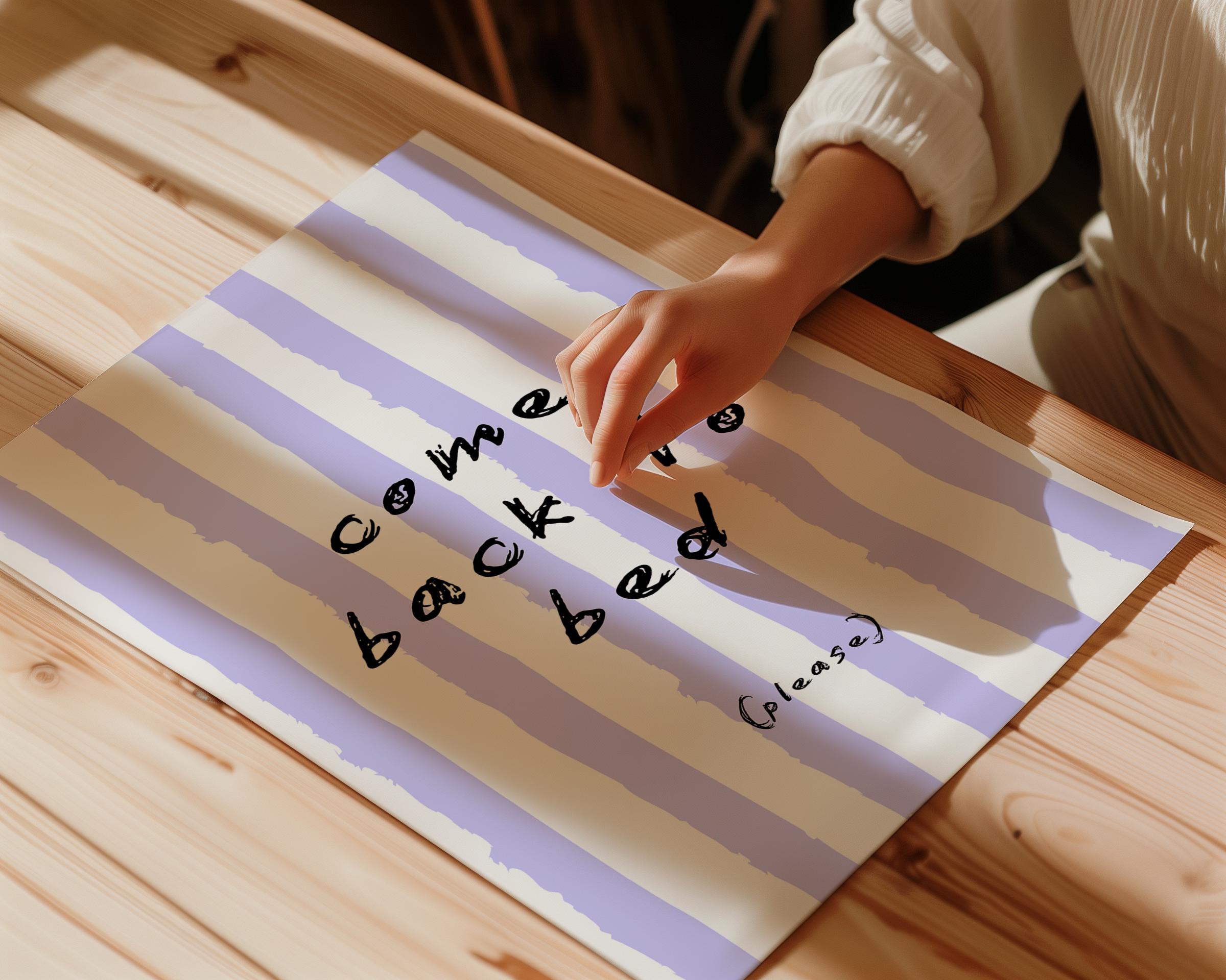 Retro Wall Art, Come Back to Bed Doodle Print, Crayon Sketch Print ...