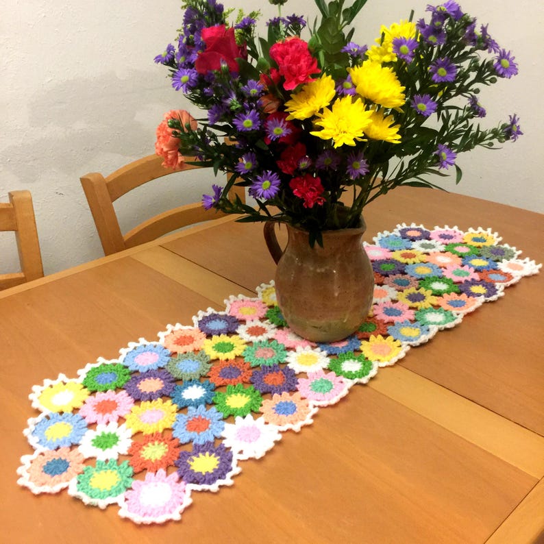 Crochet Flower Table Runner Pattern, Crochet Digital Download, Table ...