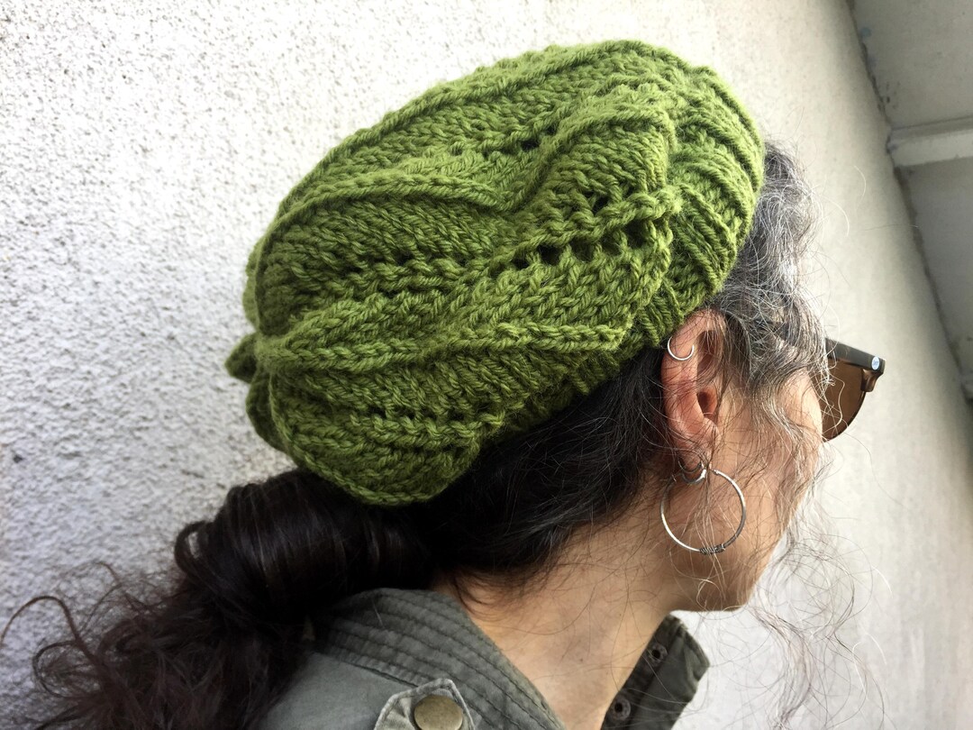 Knit Slouchy Hat Pattern, Lacy Loose Fit Hat Download, Winter Accessory ...