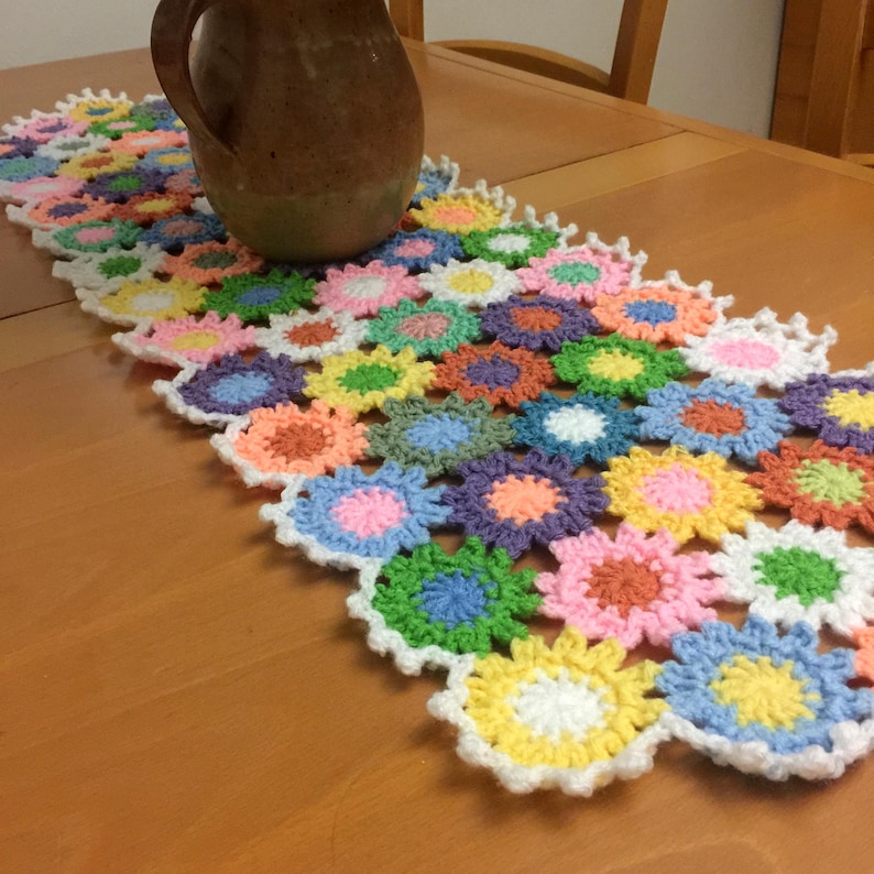 Crochet Flower Table Runner Pattern, Crochet Digital Download, Table ...