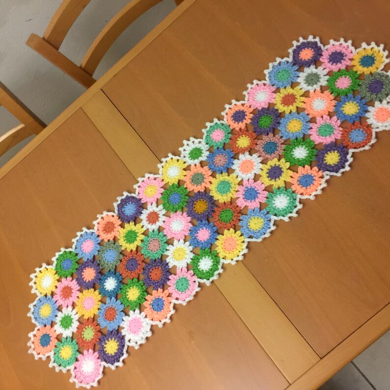 Crochet Flower Table Runner Pattern, Crochet Digital Download, Table ...