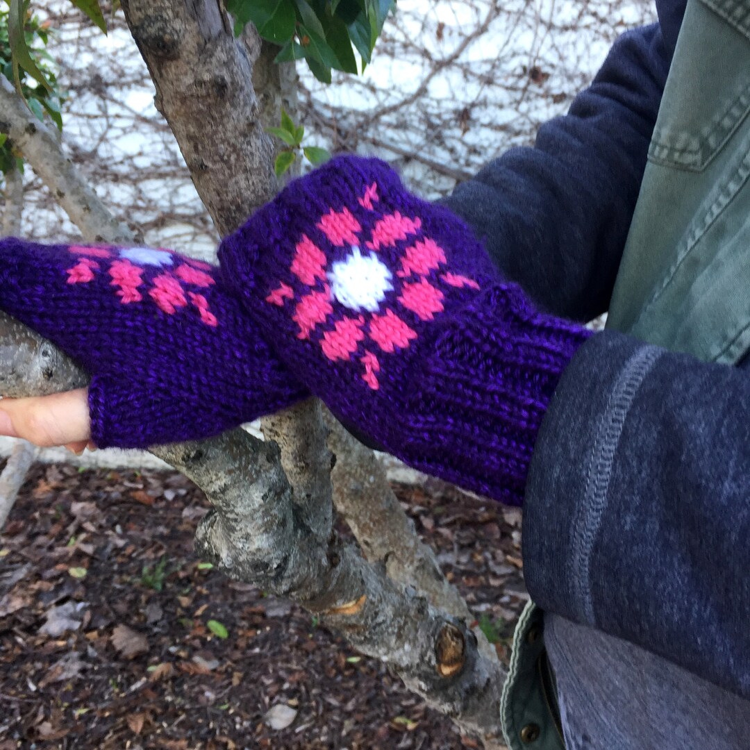 Flower Glove Pattern, Fingerless Gloves PDF, Knitting Pattern - Etsy