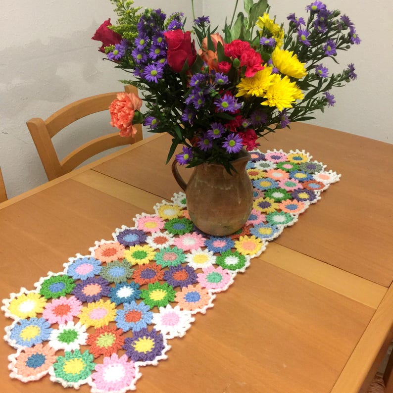 Crochet Flower Table Runner Pattern, Crochet Digital Download, Table ...