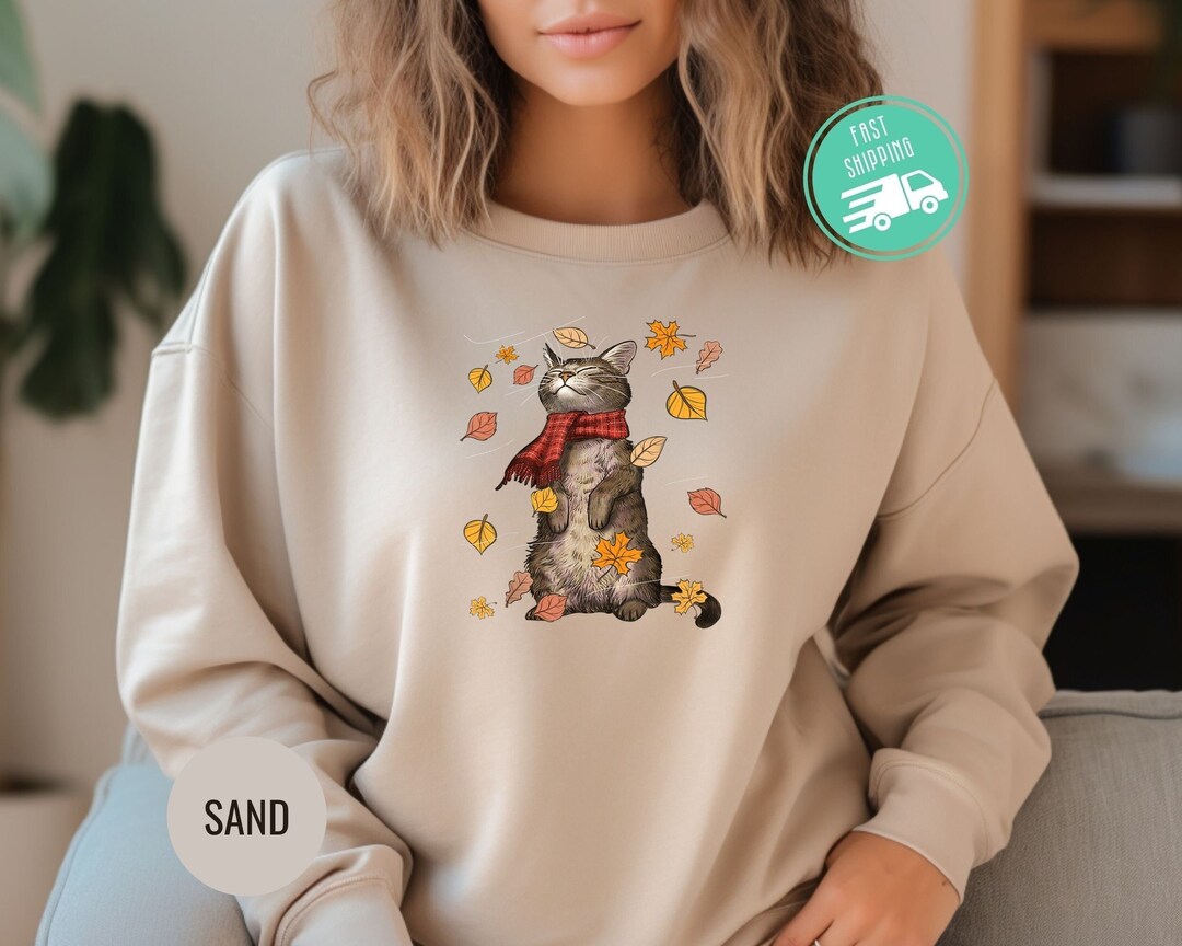 Cats Autumn Fall Sweatshirt, Funny Thanksgiving Sweatshirt, Cat Lovers ...