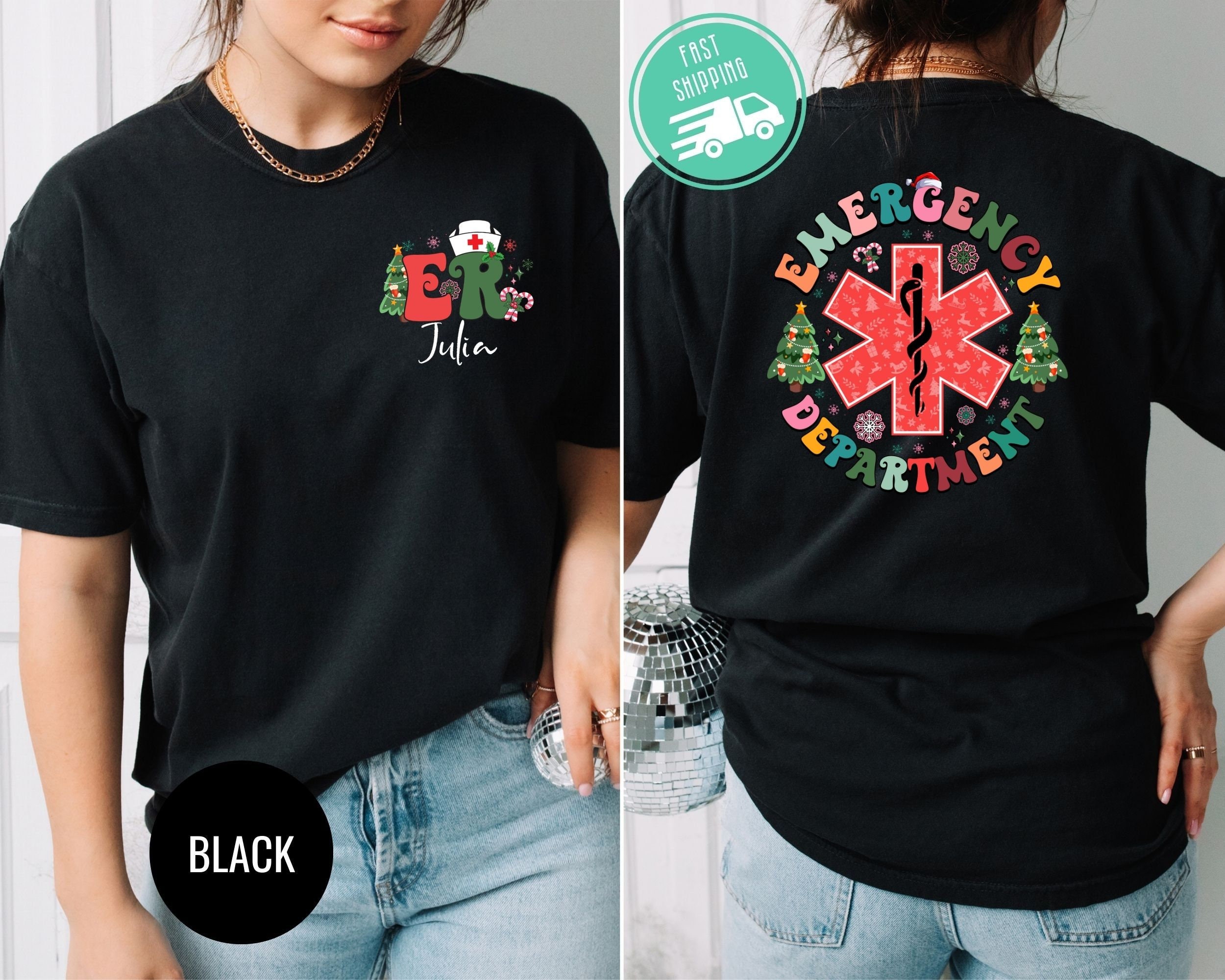 Personalized Emergency Department Christmas Shirt, Custom Christmas Er ...