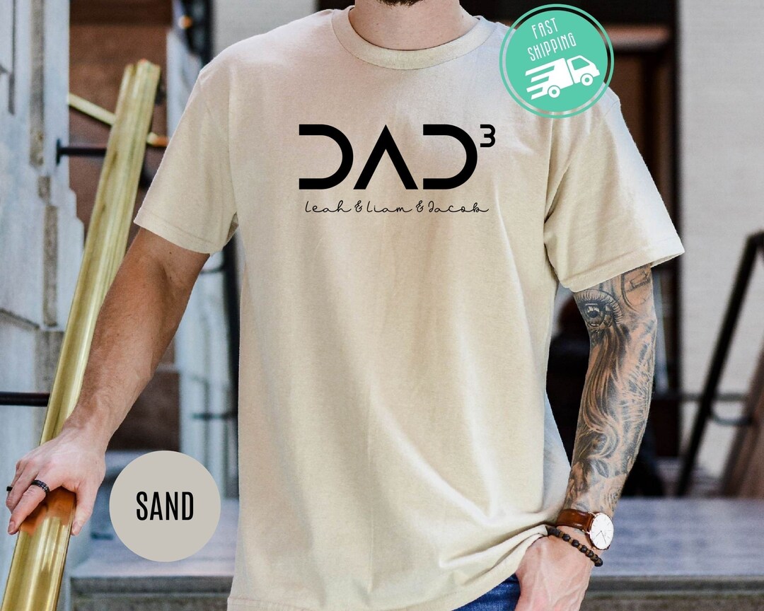 Personalized Dad 3 Shirt, Custom Dad of Three Shirt With Kids Names ...