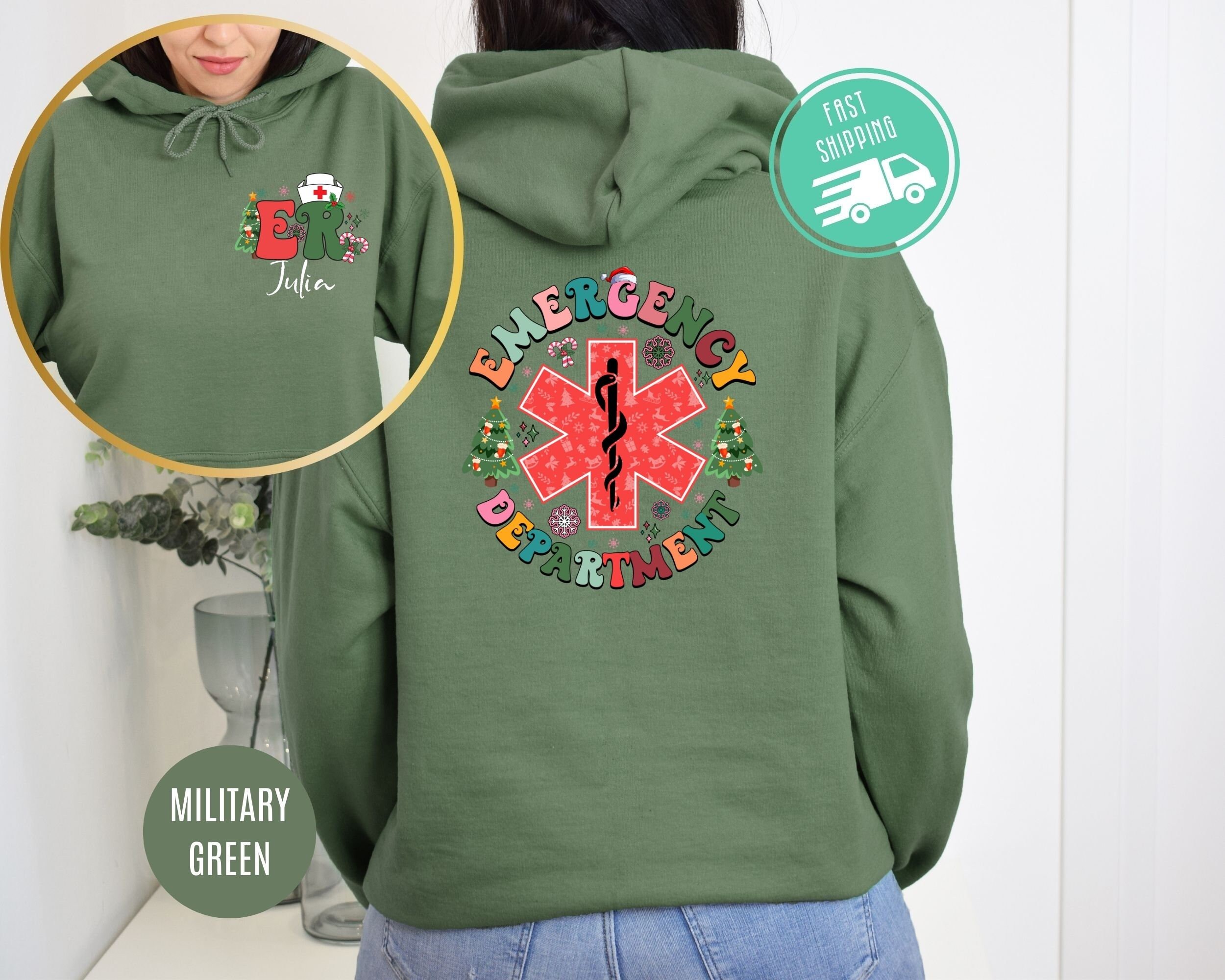 Personalized ER Nurse Christmas Shirt, Emergency Department Gift ...