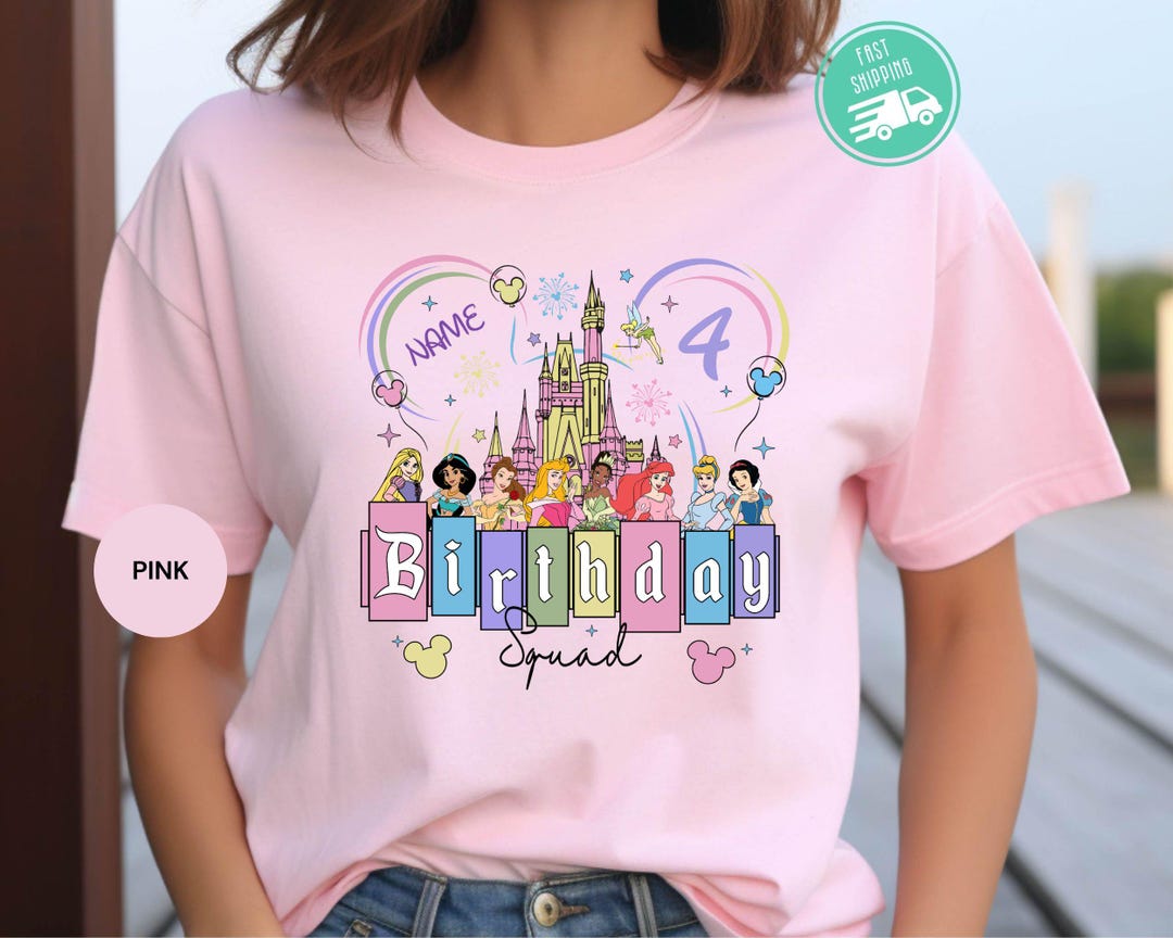 Personalized Disney Princess Birthday Girl Shirt, Birthday Girl Crew Squad Shirt, Disneyland ...