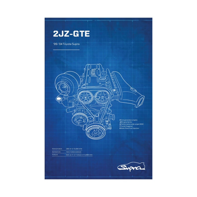 2JZ Engine Poster, Digital Download, Printable Wall Art, Supra Engine ...