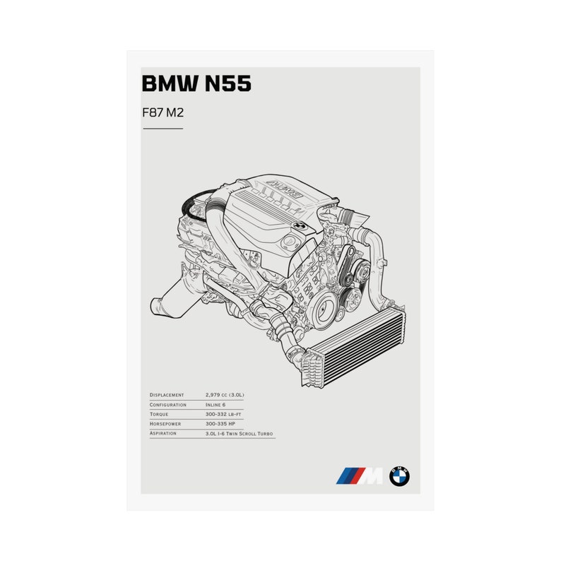 BMW N55 Engine Print, Vector Art Highly Detailed, BMW M2 Engine Print ...