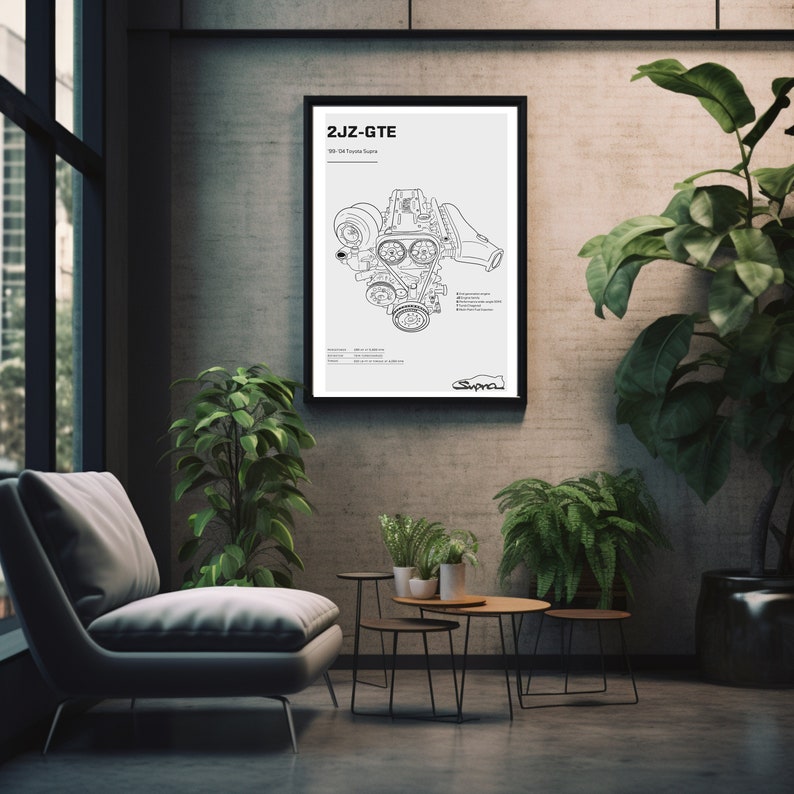 2JZ Engine Poster, Supra Engine Poster, Car Lover Gift, Engine ...