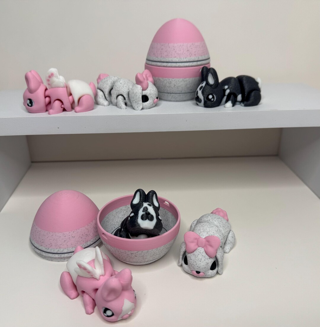 Adorable Bunny Flexi - 3D Printed With Egg - Flexi Fidget Toy, Easter Basket Filler, Sturdy Eggs ...