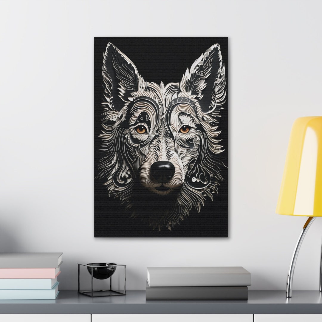 Monochrome Wolf Portrait Canvas, Zen Art - Etsy