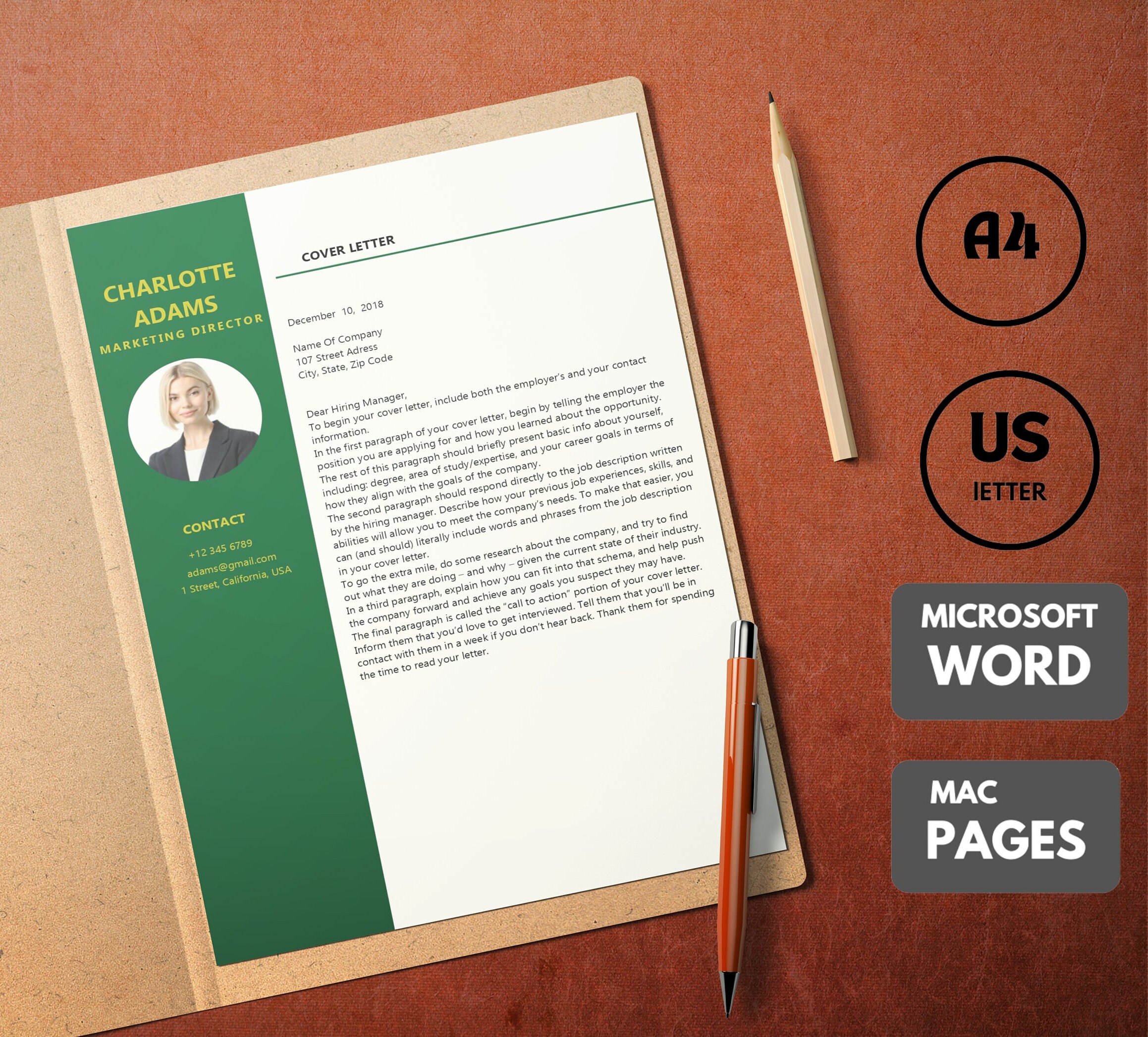 Professional Headshot Resume Template for Word Modern CV Template With ...