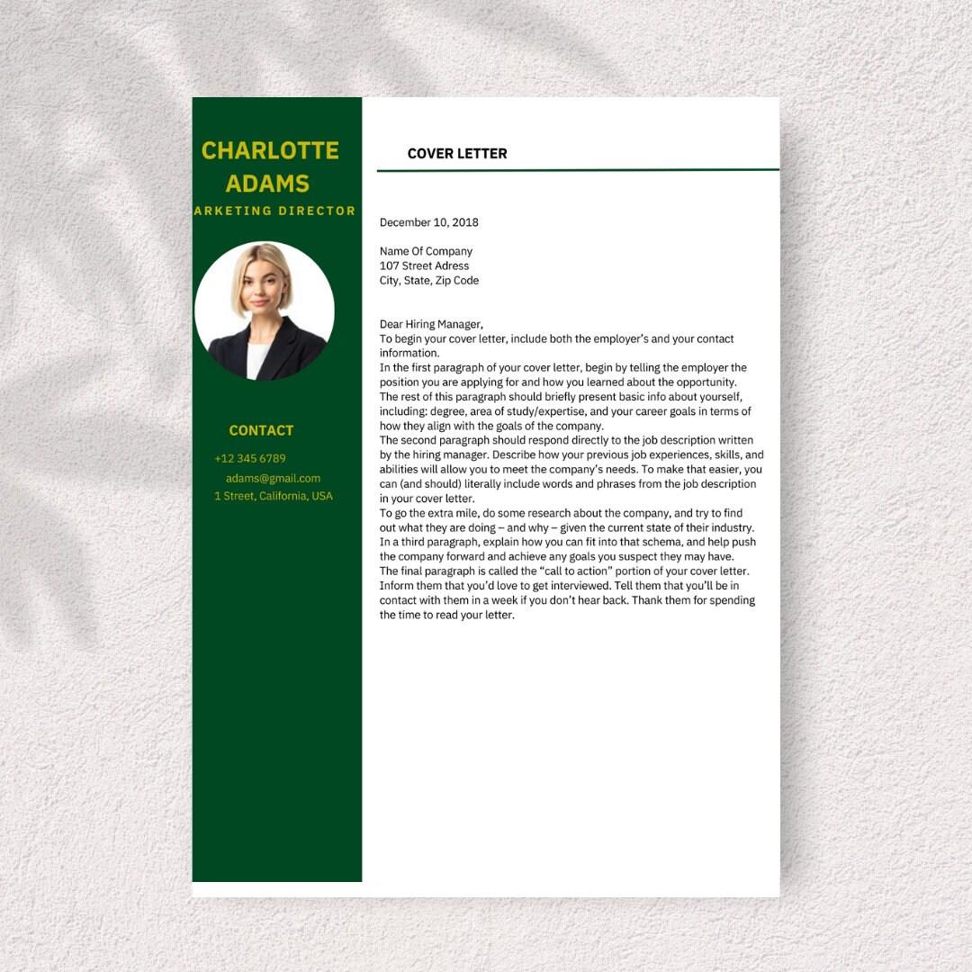 Professional Headshot Resume Template for Word Modern CV Template With ...