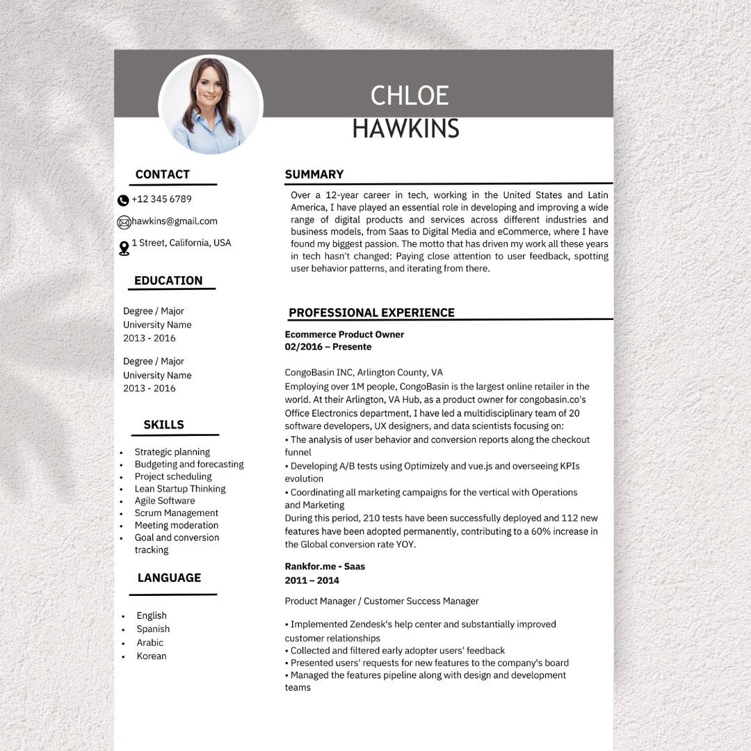 Creative Resume Template With Picture Eye-catching Design Cover Letter ...