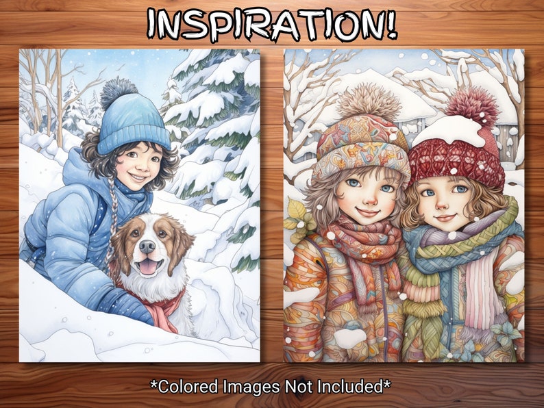 30 Snow Day Coloring Page Book Adults Kids Instant Download Grayscale ...
