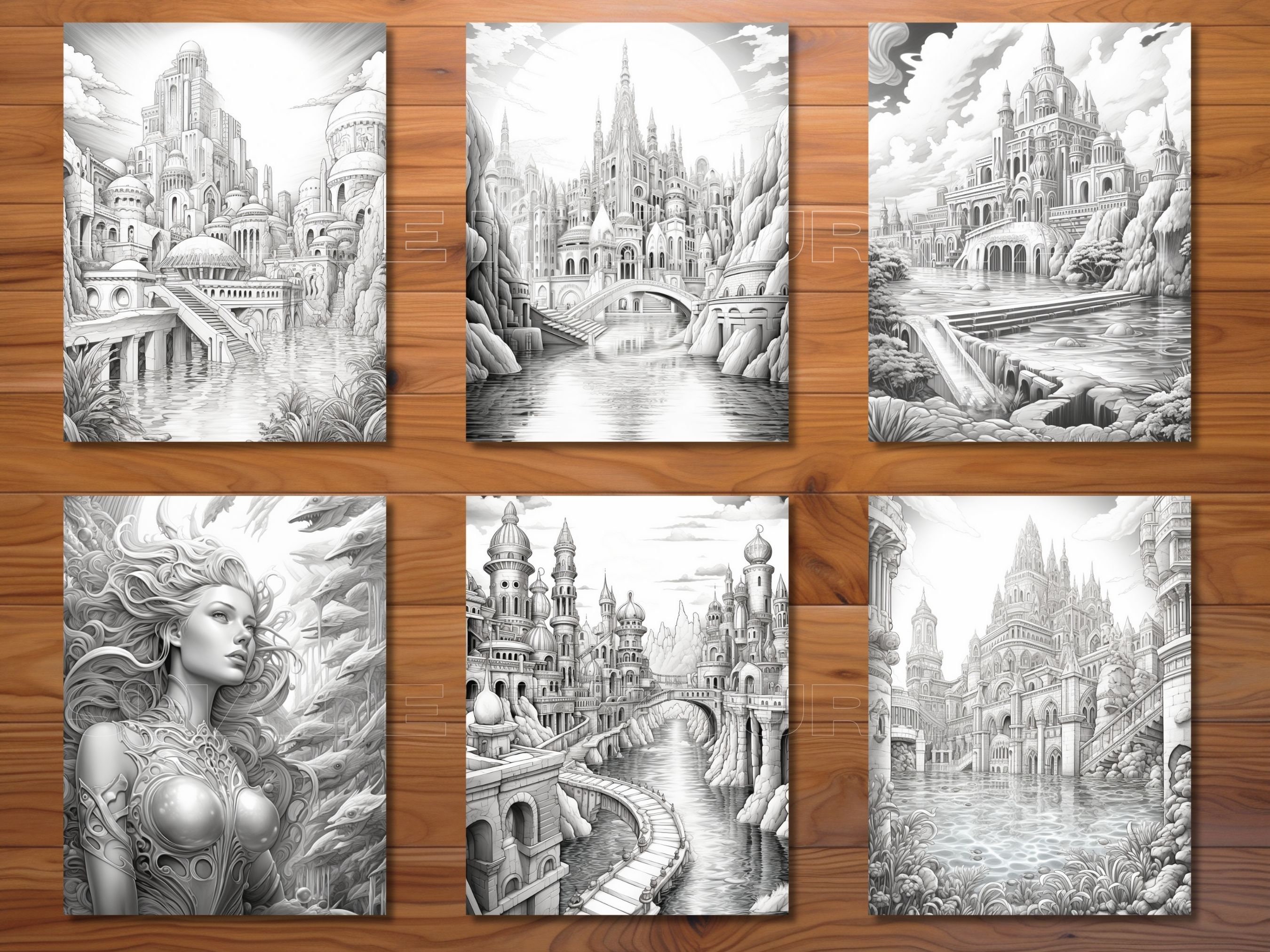 30 Atlantis Coloring Page Book - Adults + Kids - Instant Download ...