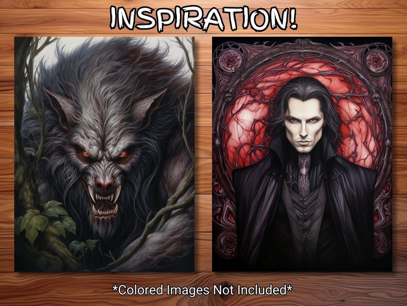 30 Vampires Vs Werewolves Coloring Page Book (Instant Download) - Etsy