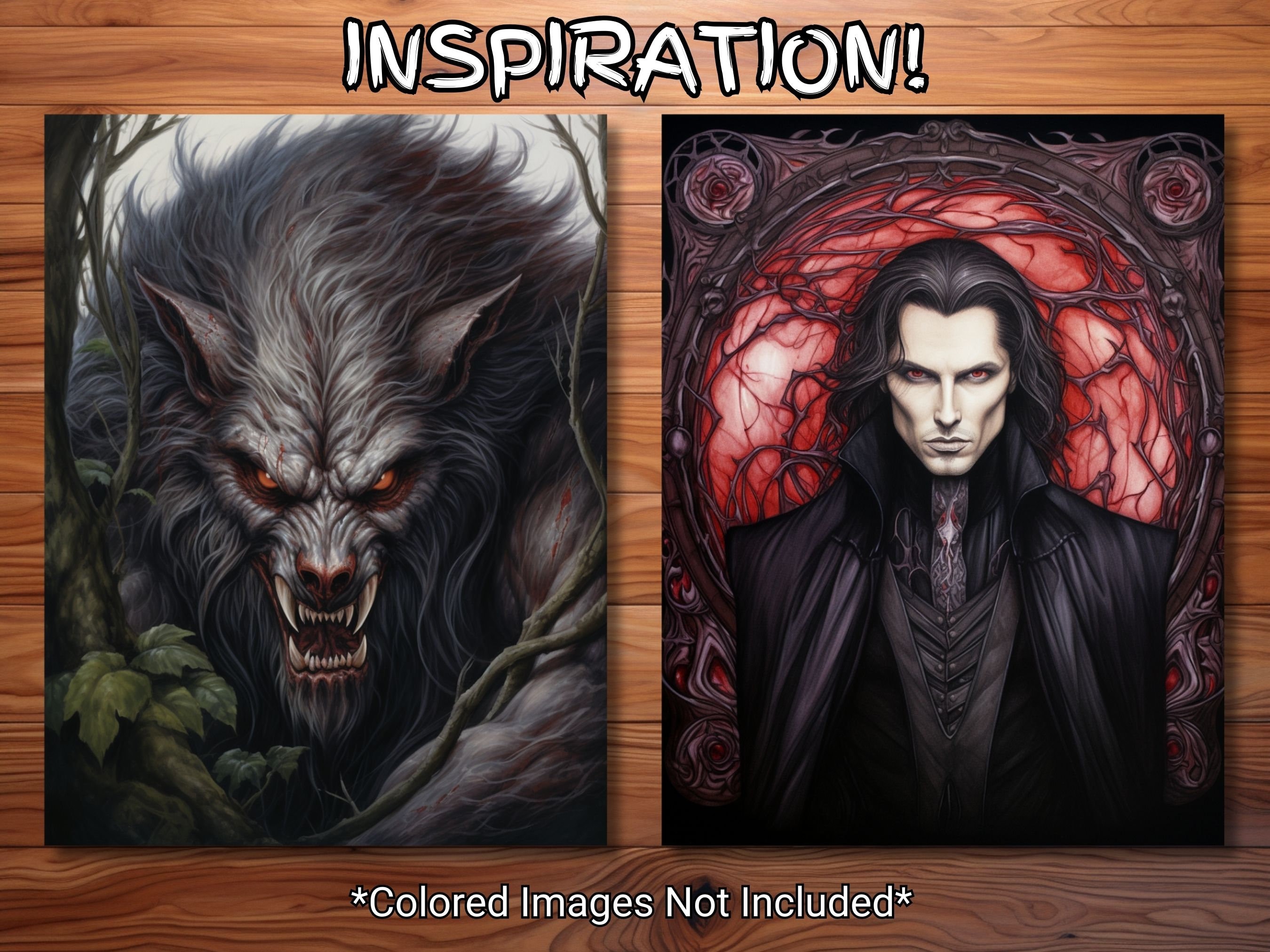 30 Vampires Vs Werewolves Coloring Page Book (Instant Download) - Etsy