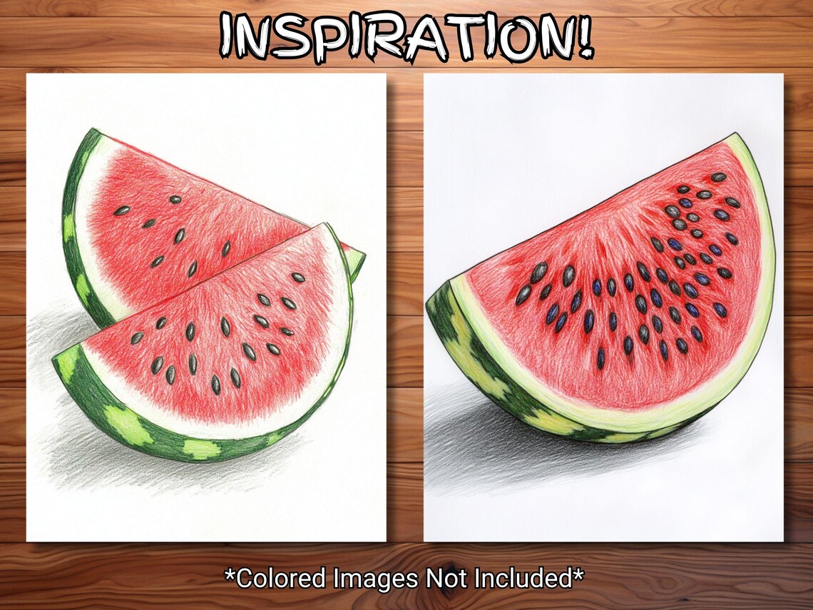 30 Watermelon Coloring Page Book - Adults + Kids - Instant Download ...