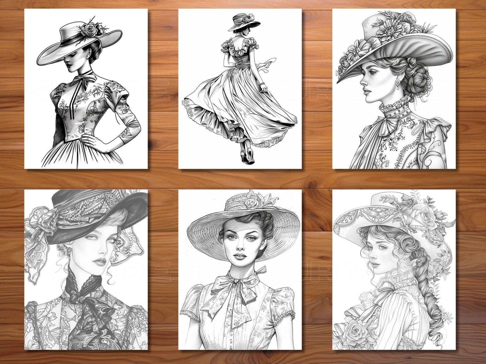 30 Vintage Fashion Coloring Page Book Adults Kids Instant Download ...