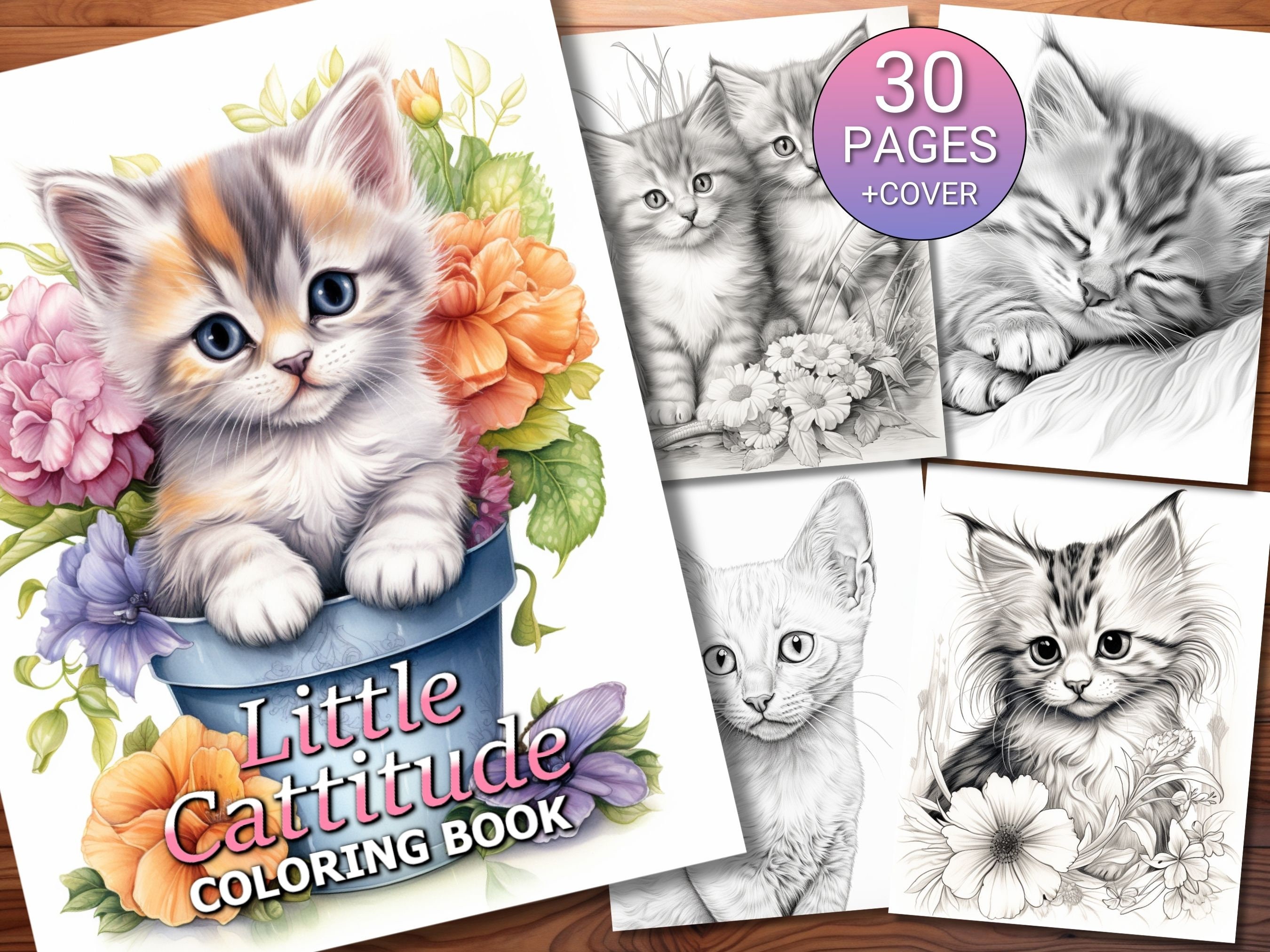 30 Little Cattitude Coloring Page Book Adults Kids - Etsy Canada