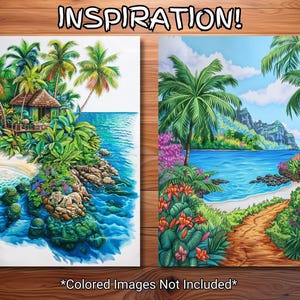 30 Tropical Island Coloring Page Book - Adults + Kids - Instant ...