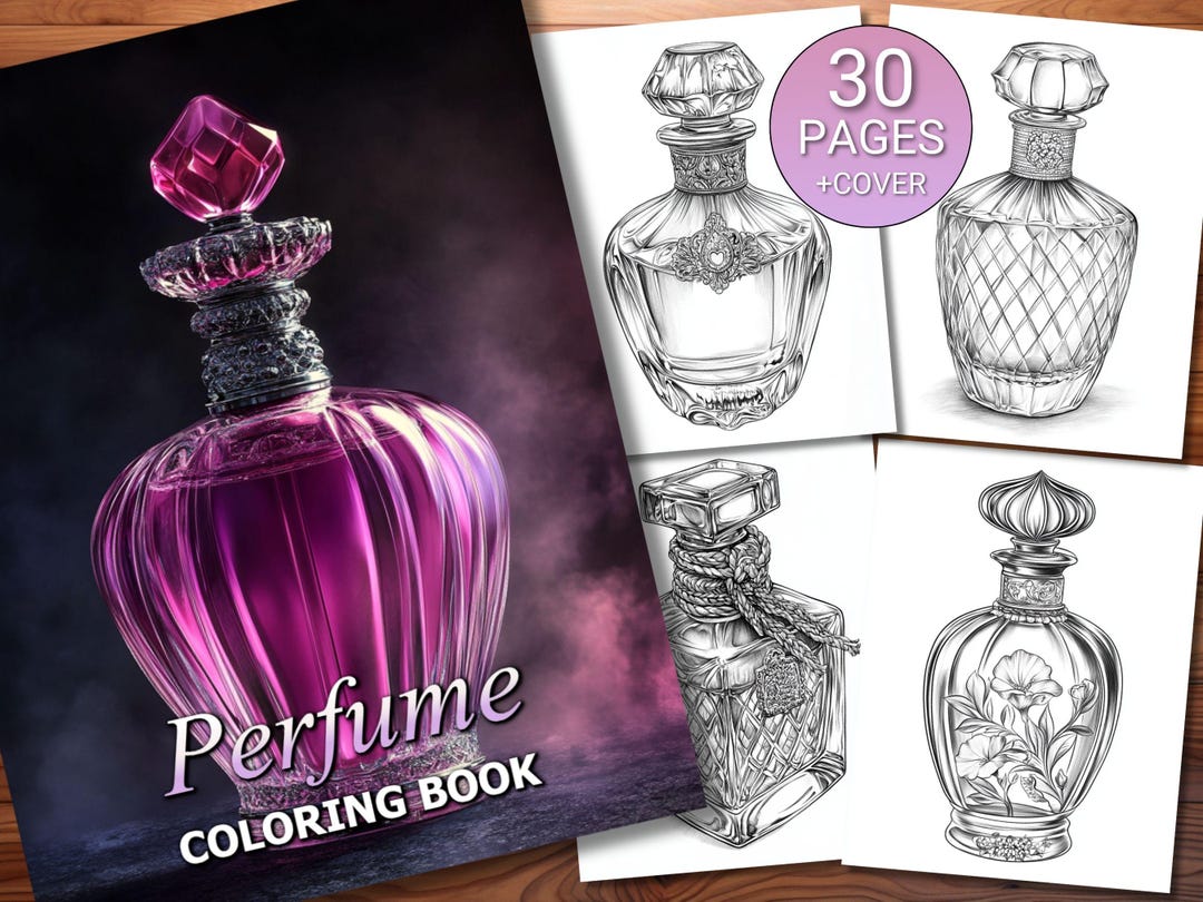 30 Perfume Coloring Page Book - Adults + Kids - Instant Download ...