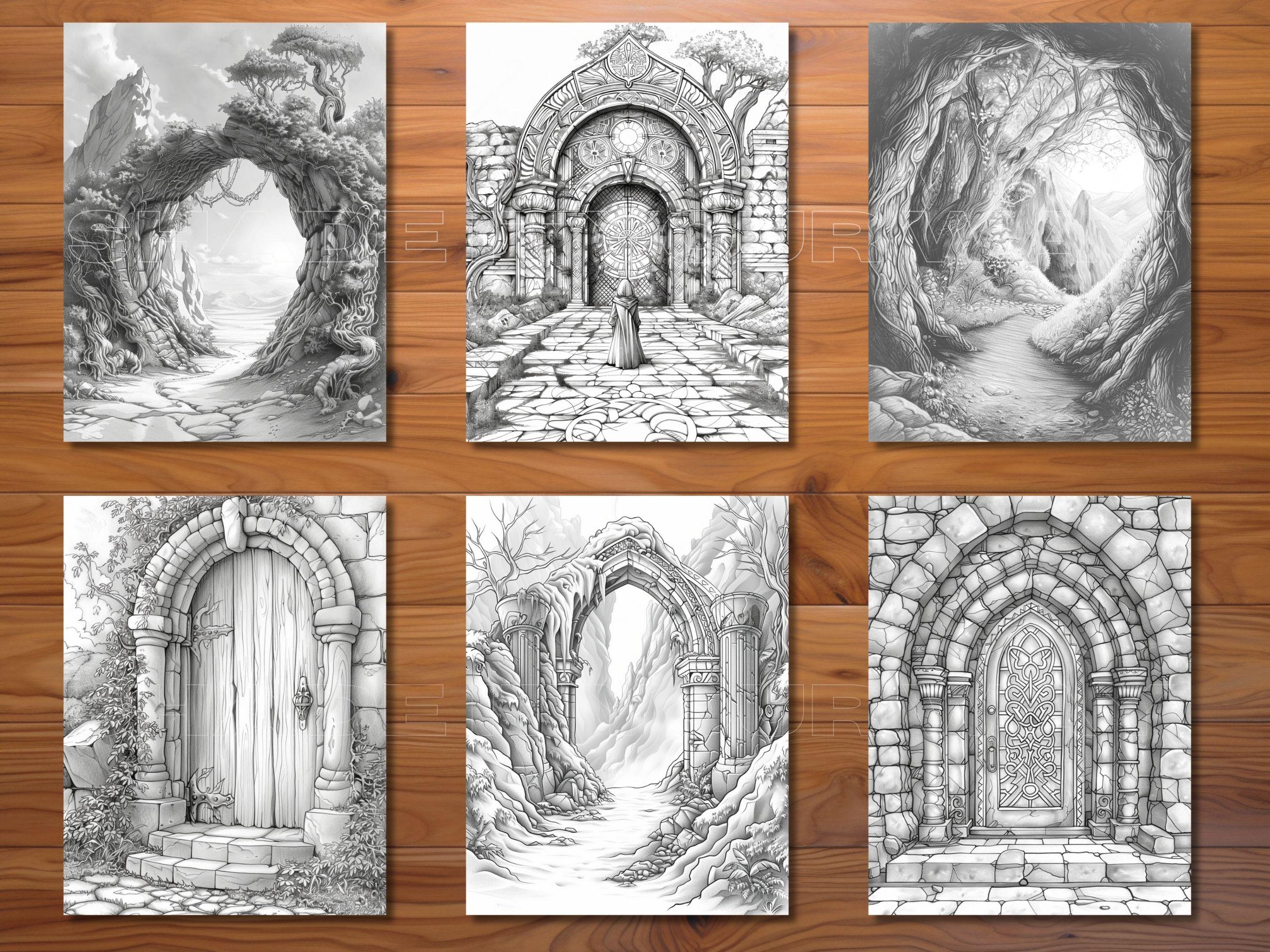30 Magical Portals Coloring Page Book - Adults + Kids - Instant ...