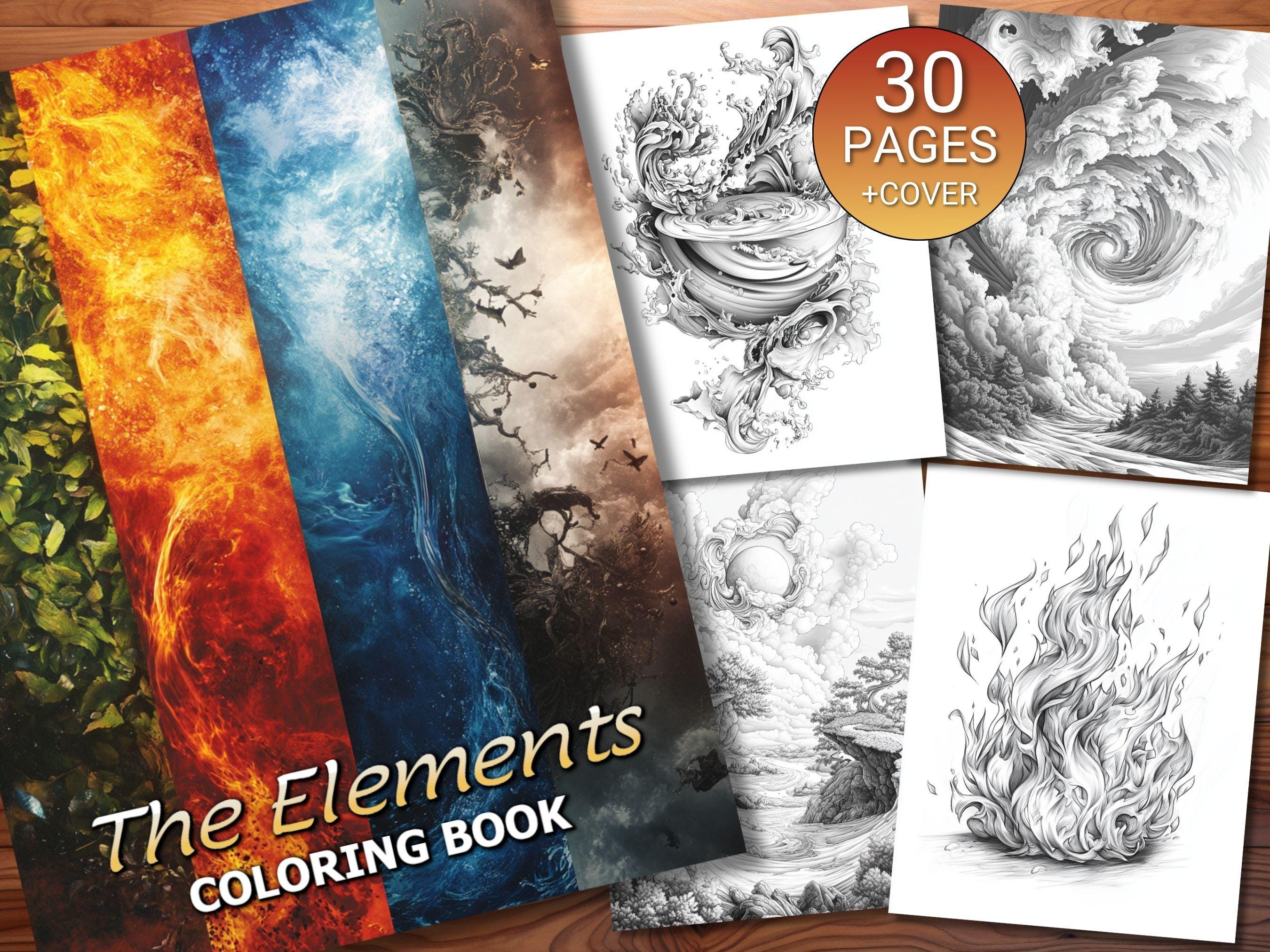30 the Elements Coloring Page Book - Adults + Kids - Instant Download ...