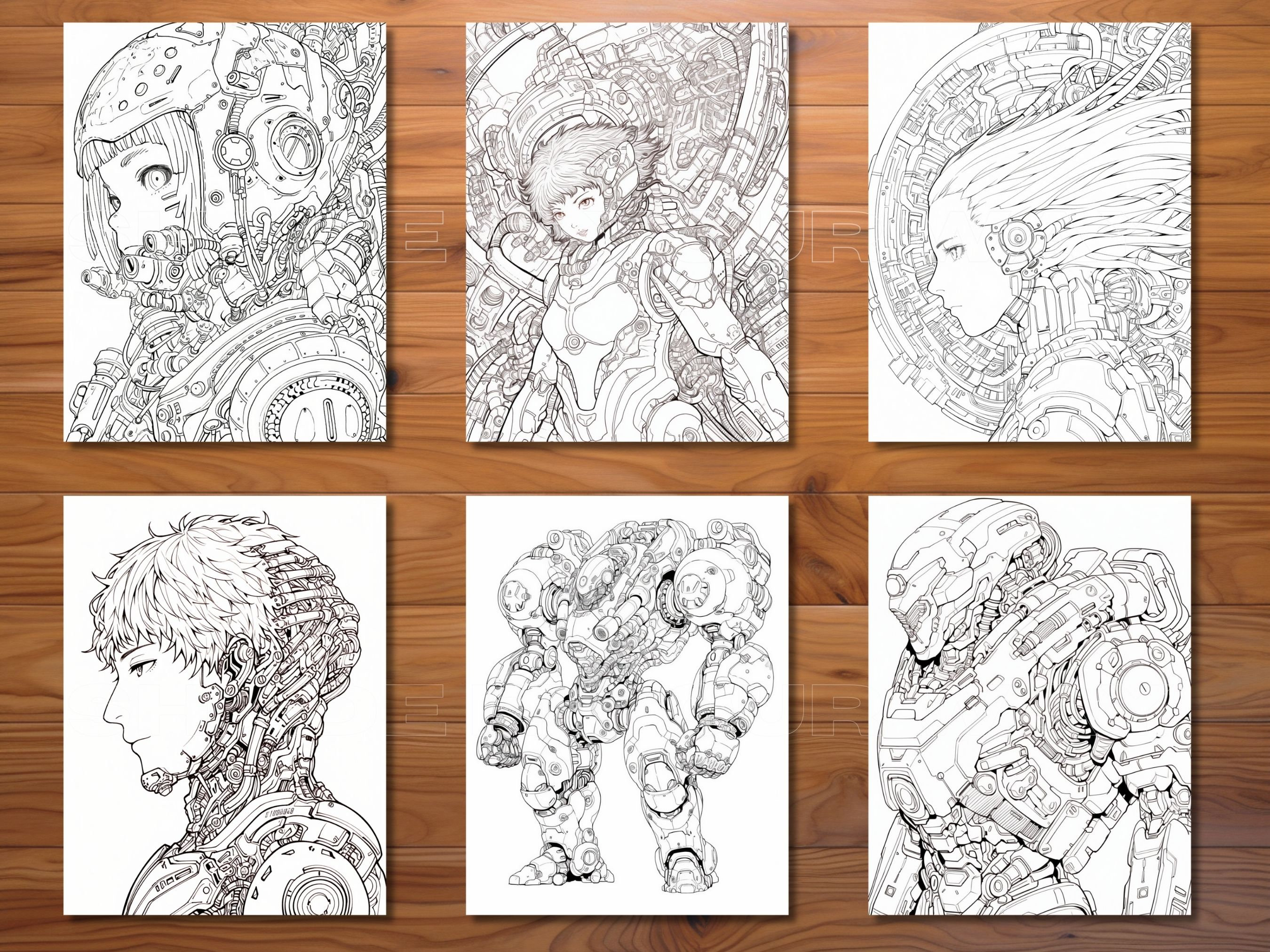 30 Cybernetic Chronicles Coloring Page Book - Adults + Kids - Instant ...