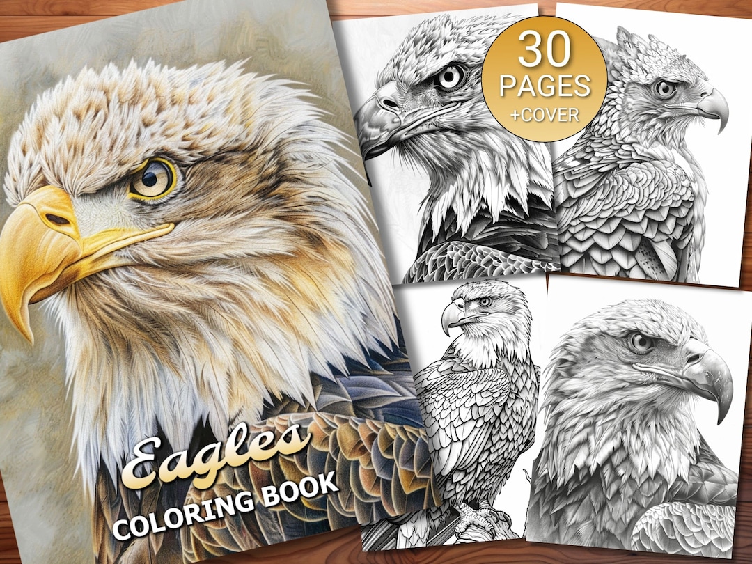 30 Eagles Coloring Page Book - Adults + Kids - Instant Download ...