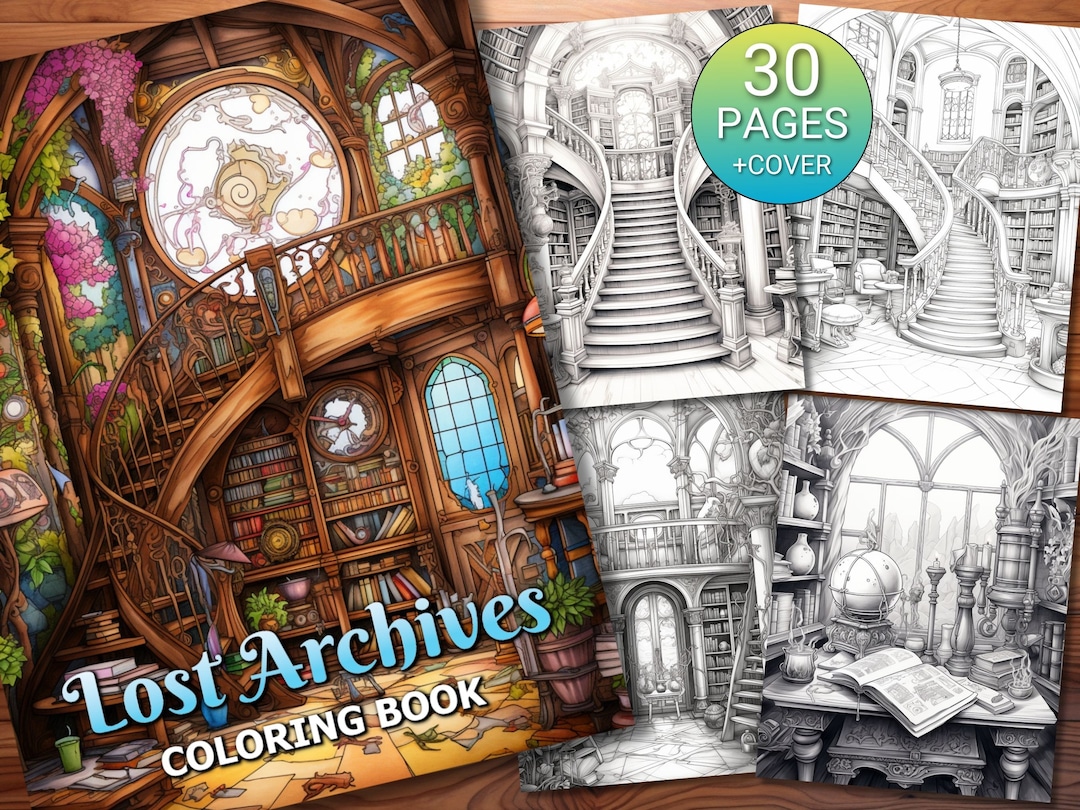 30 Lost Archives Coloring Page Book - Adults + Kids - Instant Download ...
