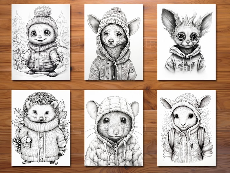 30 Cozy Critters Coloring Page Book Adults Kids Instant - Etsy